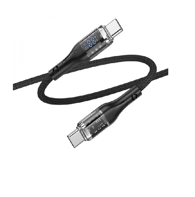 Hoco U115 Type C to Type C PD 100W Transparent Data Cable With Display ...